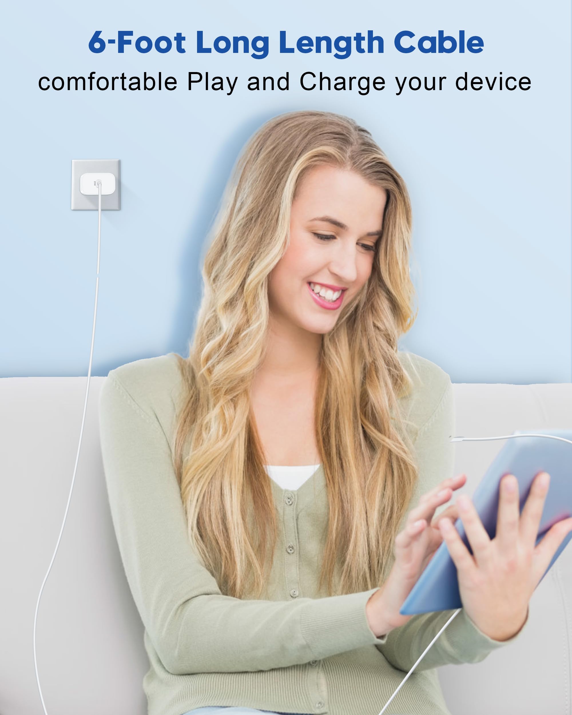30W USB C Charger for Google Pixel 8/Pro/7/6/5/4/3/XL, iPhone 15/Pro Max/Plus, iPad Pro 11/12.9 inch, iPad Air 4th/5th, iPad 10th, PD 30-Watt Super Fast Charging USB C Block and 6FT USB-C Cable Cord