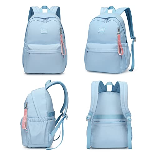 Caran·Y Kids Backpack Girls and Boys Classic School Backpack Light Weight Two Size Multi-pocket Aqua-Blue Suitable for ages 6+ and above(Aqua Blue)