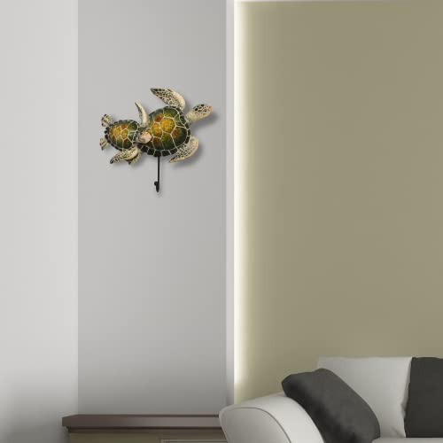 Comfy Hour 5" Polyresin Sea Turtles Decorative Wall Hanger for Home Decoration, Green, Ocean Voyage Collection