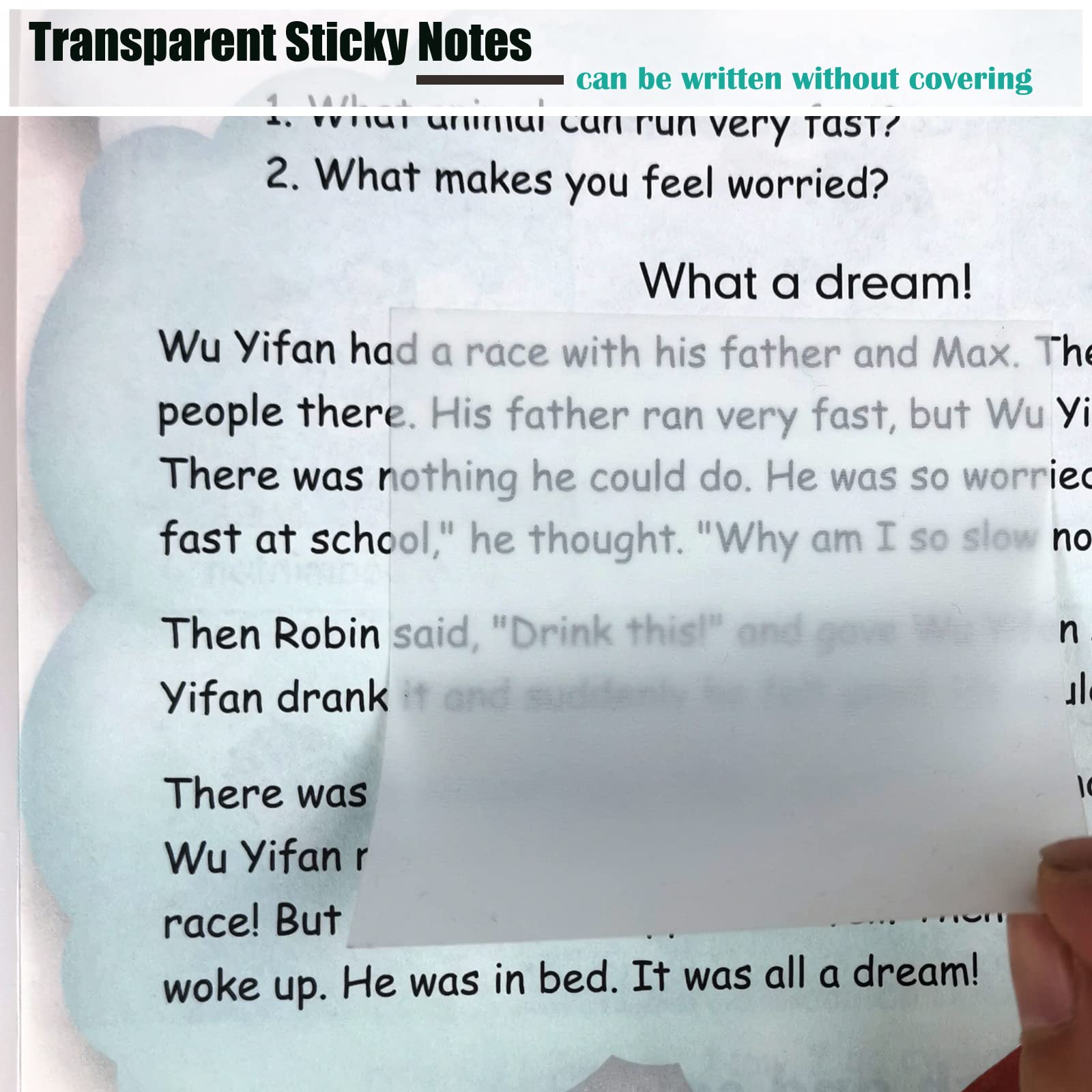500 Sheets Transparent Sticky Notes Clear Sticky Notes Pads, Clear Post it Notes Translucent Sticky Notes Memo Message Reminder for Reading, Studying, Page Marker, Bookmarks, Home, Office, School