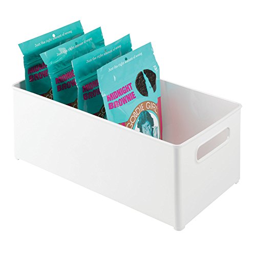 iDesign Kitchen Binz BPA-Free Plastic Deep Stackable Organizer with Handles - 14.6" x 8.1" x 6", White