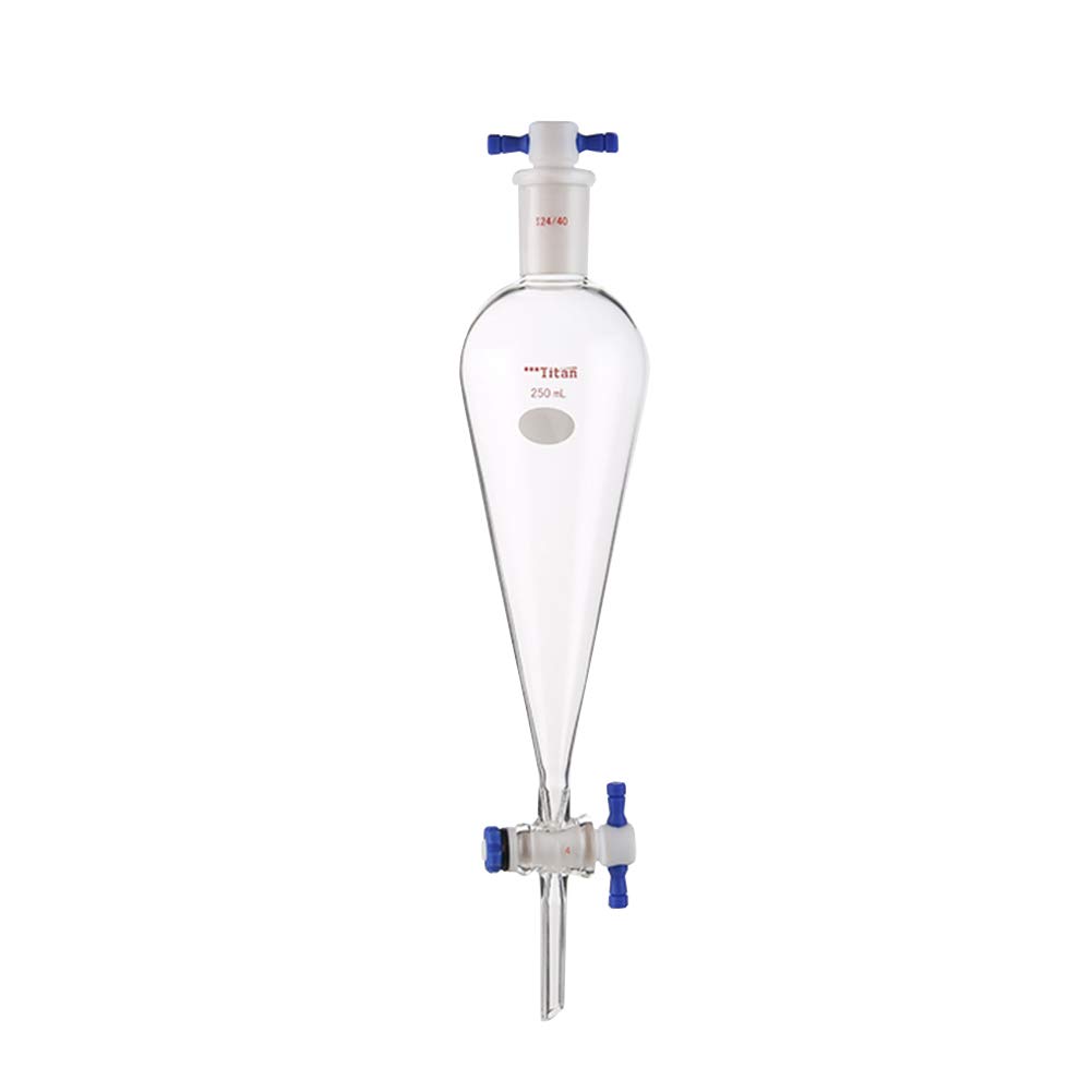 JRLGD 250mL Separatory Funnel Conical Borosilicate Glass with 24/40 Joint and PTFE Stopcock
