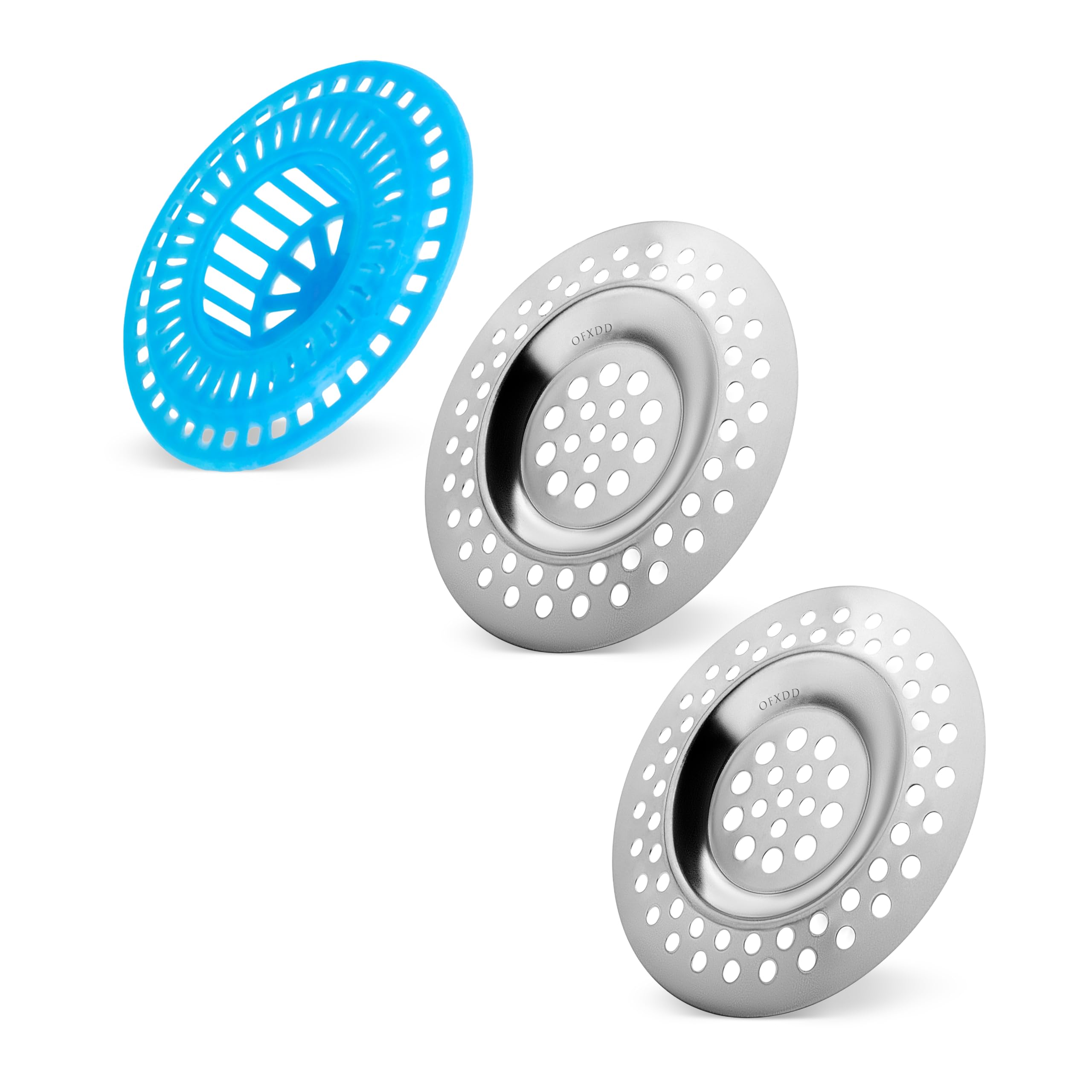 Bathroom Drain Hair Catcher 3 Pcs - Sink Strainers for Kitchen Sink, 2.83 & 2.36 Inches - Hair Drain Catcher Bathtub