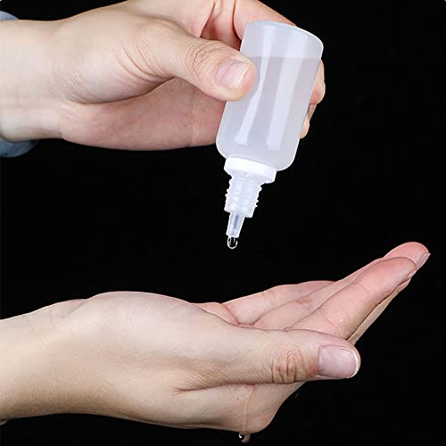 Othmro 1oz PE Lab Eye Plastic Dropper Bottles 50pcs, 30ml Squeezable Eye Liquid Dropper Thin Mouth Via of Liquid Sample Seal Storage Bottle with Childproof Blue Cap