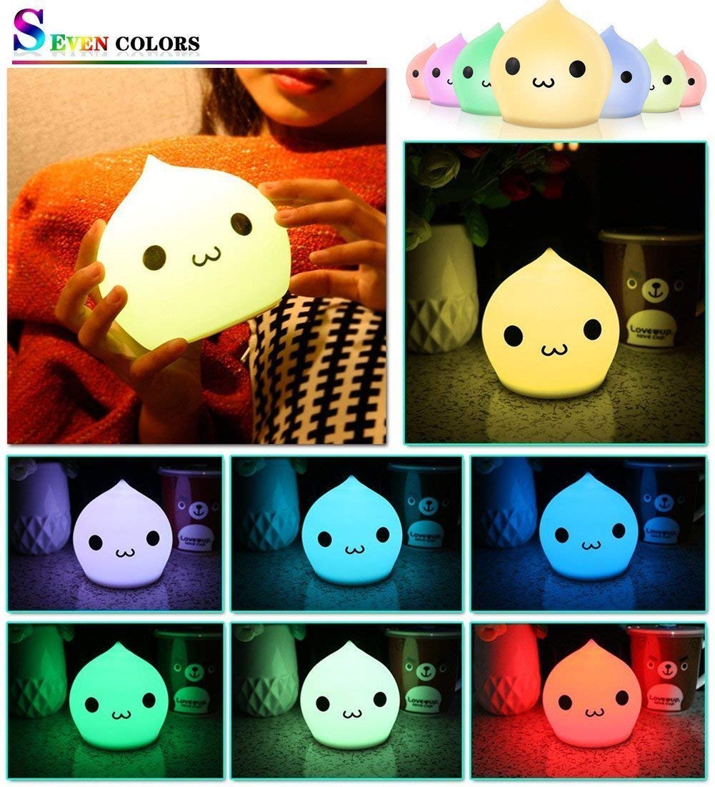 Jhua Dumpling Night Light, Silicone Nursery Nightlight, Cute LED Sleep Lamp, 7-Color Breathing Dual Light Modes, Sensitive Tap Control Gifts for Baby Adults Bedroom