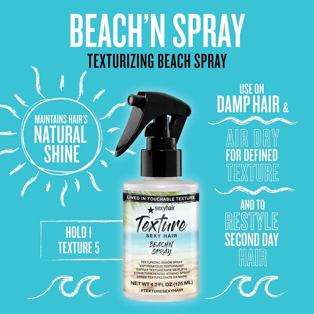 SexyHair Texture Beach'n Spray Texturizing Beach Spray, 4.2 Oz | Maintains Natural Shine | Up to 24 Hour Humidity Resistance | All Hair Types