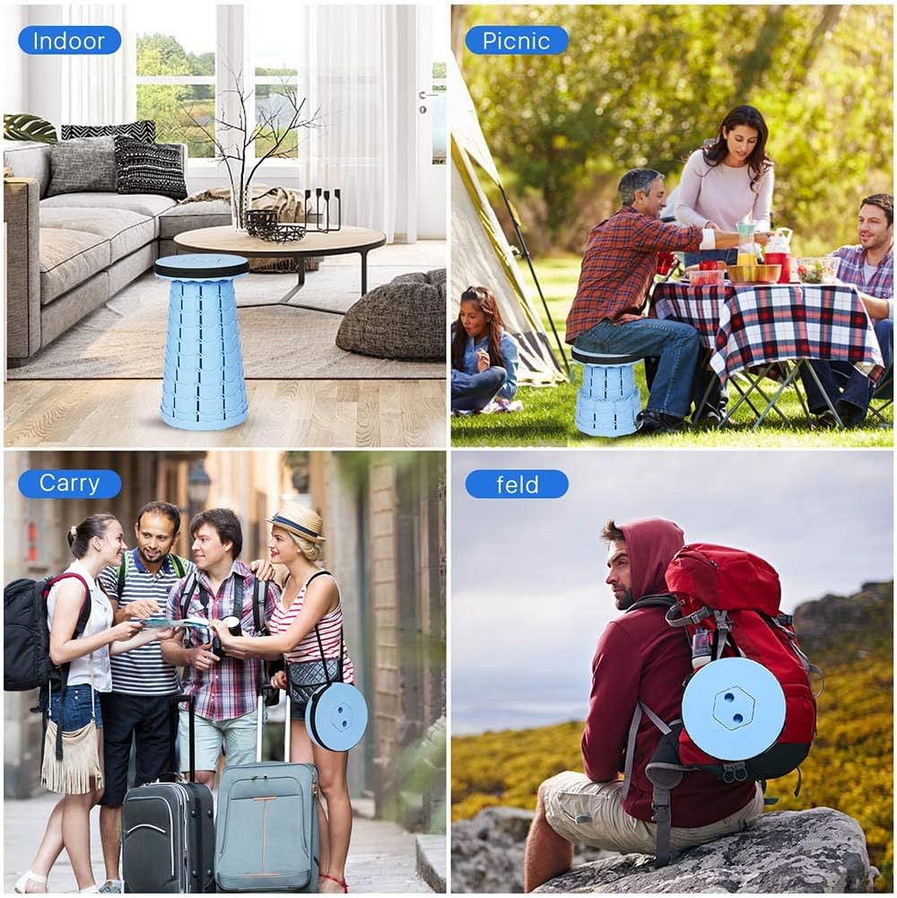 2022 Upgraded Folding Telescoping Stool Portable, Retractable Collapsible Camping Stool for Adults Lightweight with Max Load 550lbs for Camping Fishing Hiking BBQ