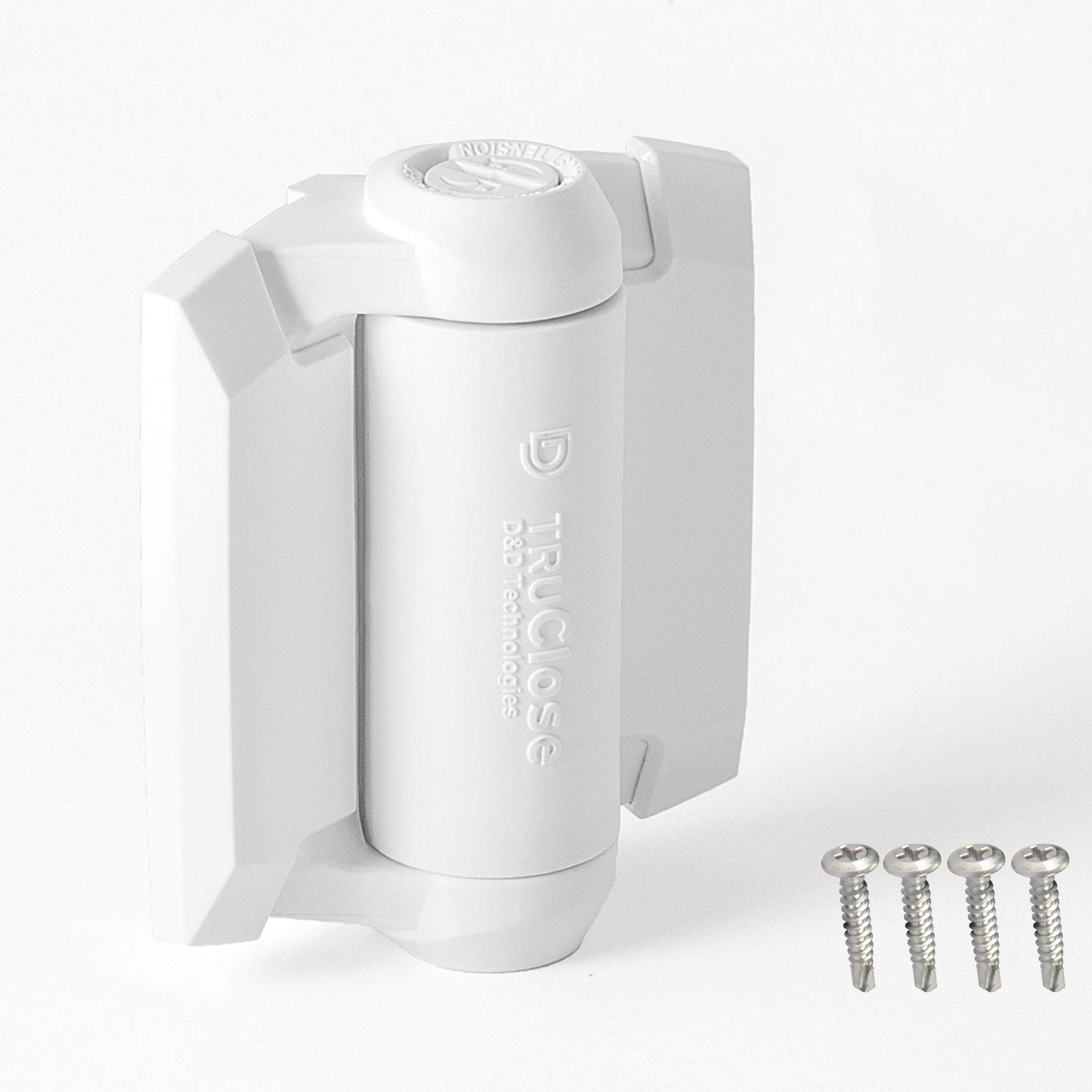 D&D Technologies TCA1S3WTS TruClose Regular Duty Gate Hinges for Self Closing Metal Gates Up to 66 lb (White, 2)