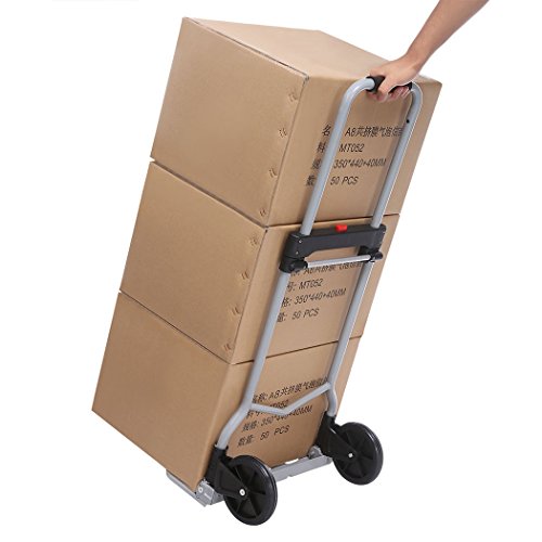 Aluminum Folding Hand Truck and Dolly, 220lbs Capacity, Cart Ideal for Moving Heavy Loads, Portable and Durable.