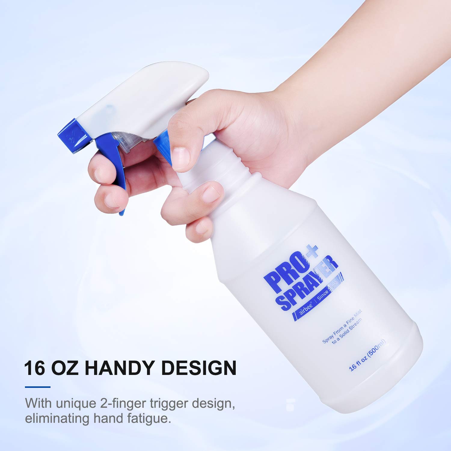 airbee Plastic Spray Bottles 4 Pack 16 Oz for Cleaning Solutions, Planting, Pet, Bleach Spray, Vinegar, Professional Empty Spraying Bottle, Mist Water Sprayer with Adjustable Nozzle & Measurements