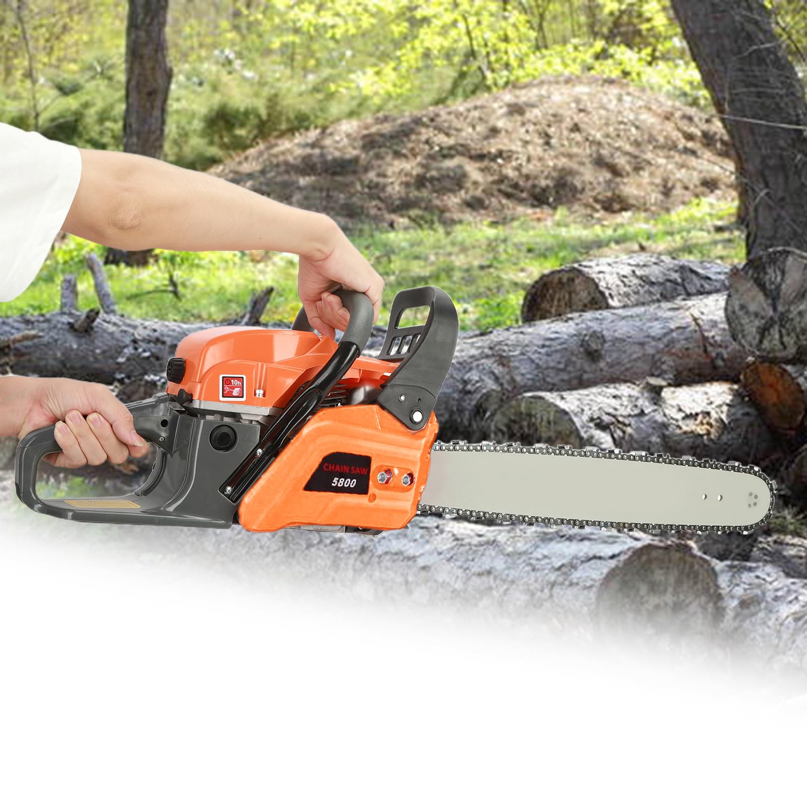58cc 20 Inch Gasoline Chainsaw Multifunctional High Power Gas-powered Fast Cutting Labor-saving Gas Sawing Handheld Cutting Wood Chainsaw Logging Machine Garden Supplies (Metal)