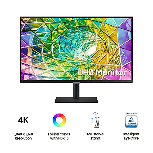 SAMSUNG 32 Inch 4K UHD, Computer, Vertical, HDMI Monitor, USB Port, HDR10 (1 Billion Colors), TUV-Certified Intelligent Eye Care, S80A (LS32A804NMNXGO),Black