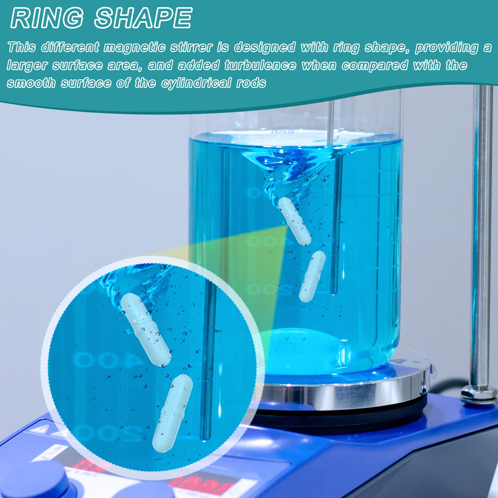 Magnetic Stir Bar White Stir Rod Magnetic Stir Plate with Ring Shape Magnet Stirrer Mixer Stirring Bar for Laboratory (16 Pieces,35 mm/ 1.38 Inch)