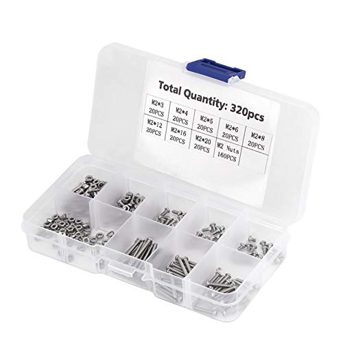 Screw 320pcs M2 Machine Screws Set Fasteners for Laptop/Hard Disk/Keyboard/Phone/PC Stainless Steel Material