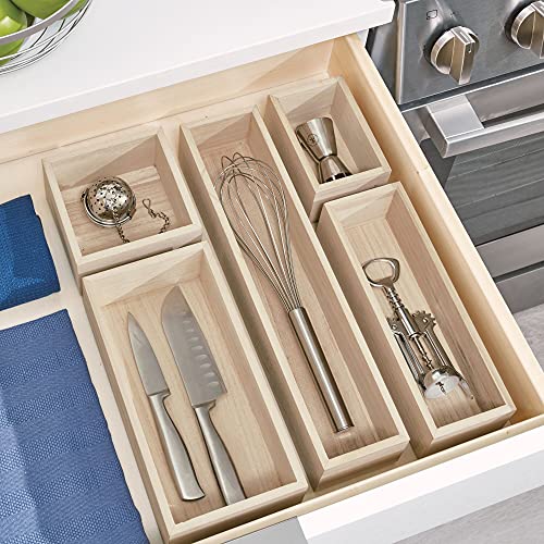 iDesign Renewable Paulownia Wood Collection Drawer Organizer Bin, 5" x 5" x 2.5", Natural