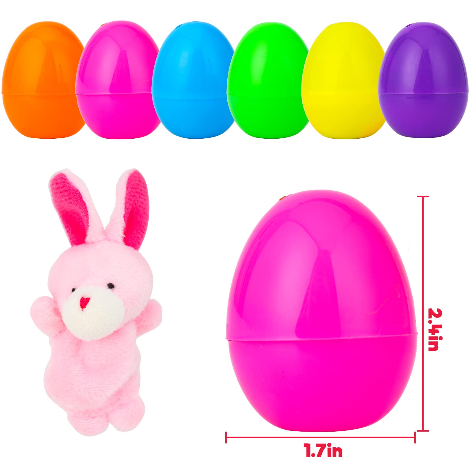 24pcs Easter Eggs Filled with Mini Animal Finger Puppets Plush Toys, Plush Animals Finger Puppets Easter Toys for Kids Easter Party Basket Stuffers, Easter Eggs Hunt Gift Exchange, Classroom Rewards
