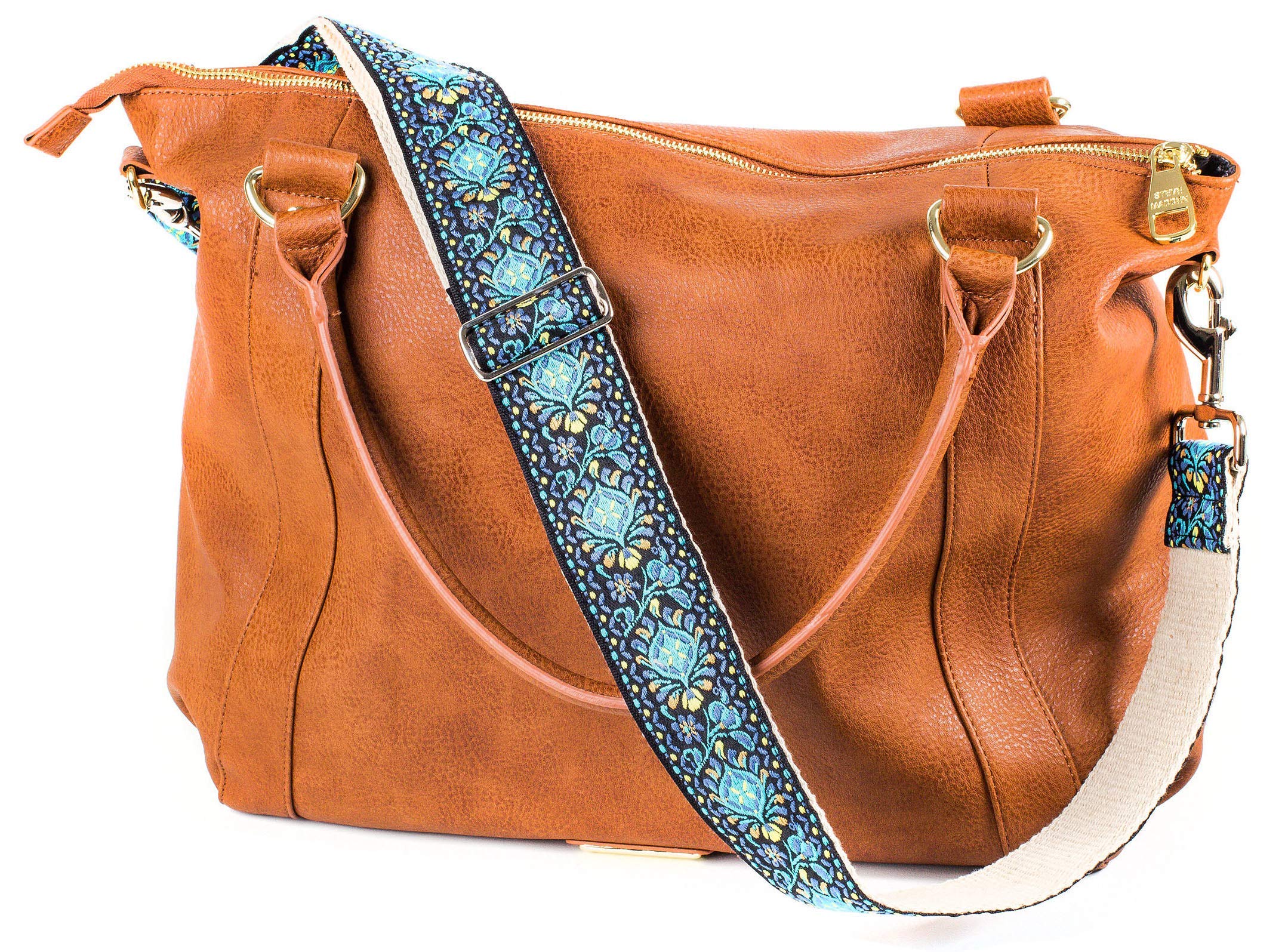 Art Tribute Blue Vintage Handbag Strap & Purse Strap Replacement Jacquard Woven Embroidered Guitar Strap Styled Shoulder & Crossbody Strap - Adjustable Bag Strap For Tote And Messenger Bags