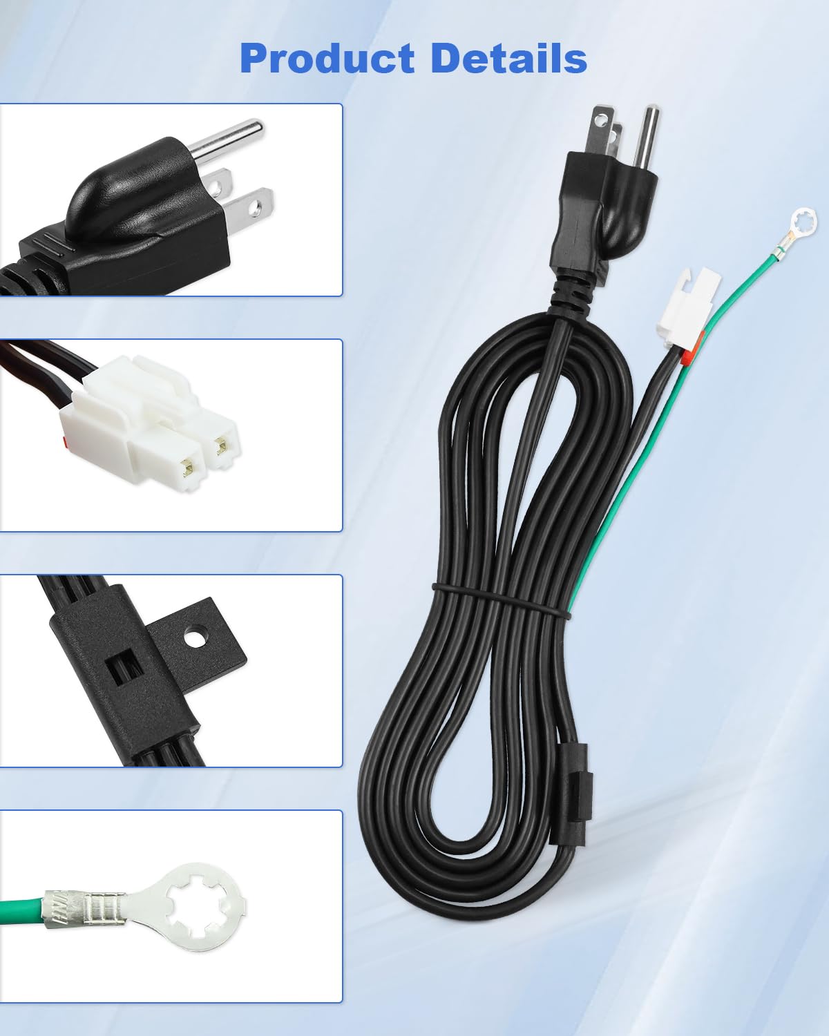 3903-000519 Refrigerator Power Cord Compatible with Samsung RH29H8000SR/AA-00 RF261BEAEWW/AA-01 etc Replacement Fridge Power Cord 3903-000786 3903-001013 3903-000796 Pure Copper Wire Thickened