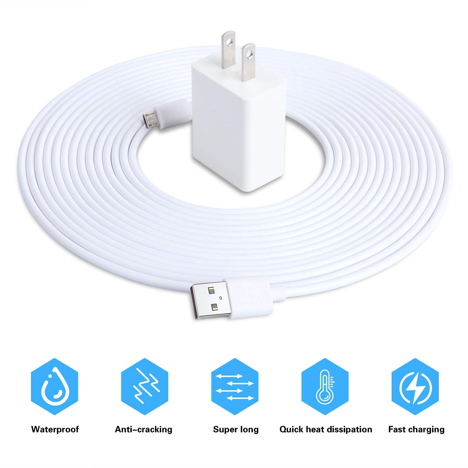 ZUMIMALL 20 Feet Power Extension Cable Power Supply Adapter Extension Cord Compatible with Outdoor Security Camera F5/F5B/GX1S/Q1PROK/GX2S/GX2K/C1 (No Wireless Outdoor Security Camera)