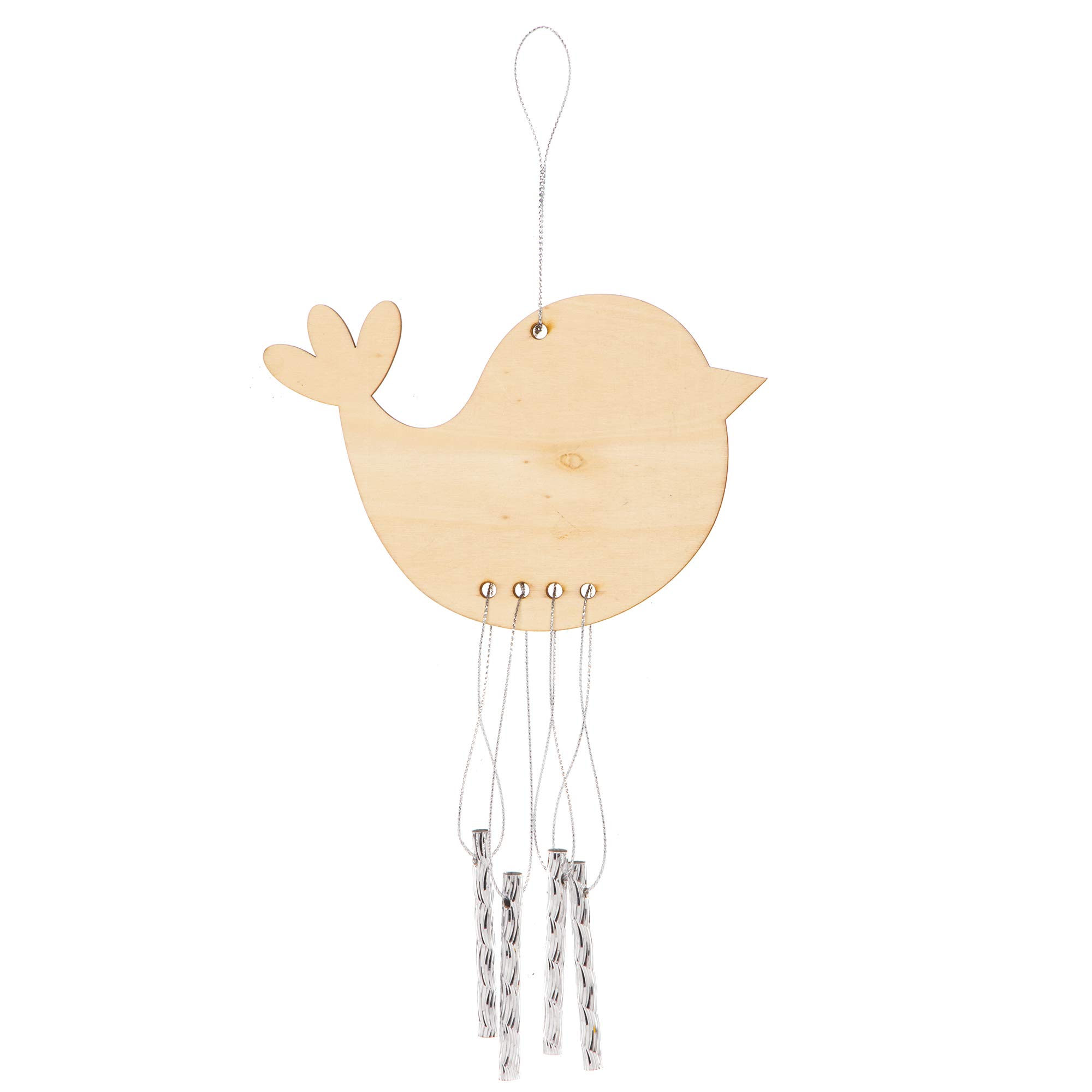 Baker Ross AT558 Bird Wooden Windchimes - Pack of 4, Musical Chime Kits for Kids Arts and Crafts Projects, Great Indoor or Outdoor or as a Gift for Creative Children
