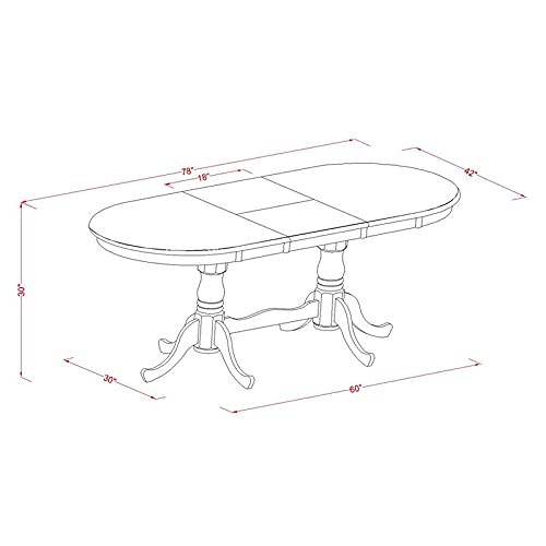 East West Furniture PVT-SBR-TP Plainville Kitchen Table - an Oval Dining Table Top with Butterfly Leaf & Double Pedestal Base, 42x78 Inch, Saddle Brown