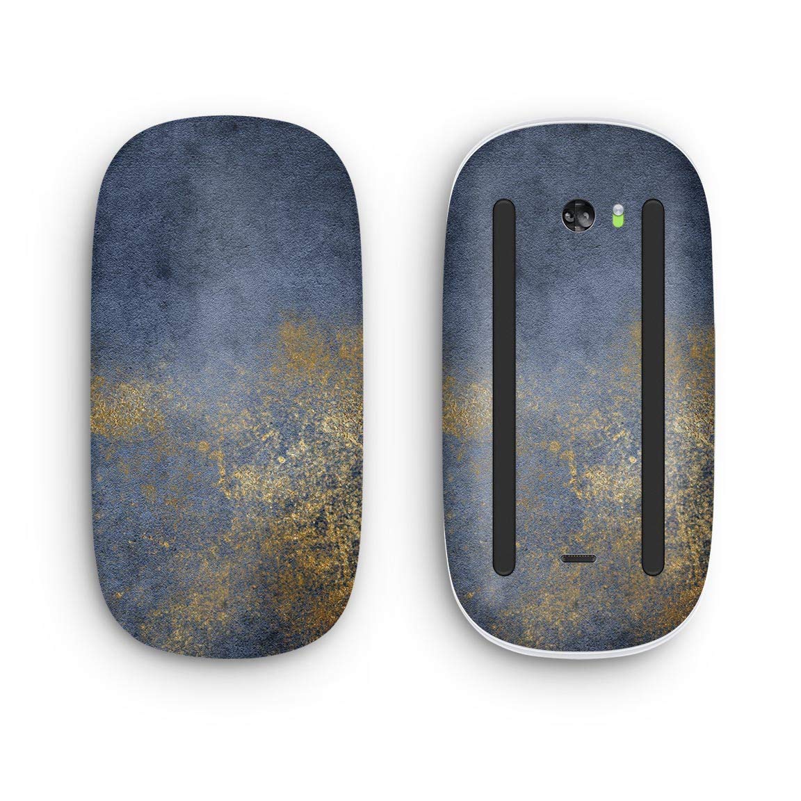 Design Skinz Navy Gold Foil v6 Vinyl Decal Compatible with The Apple Magic Mouse 2 (Wireless, Rechargable) with Multi-Touch Surface
