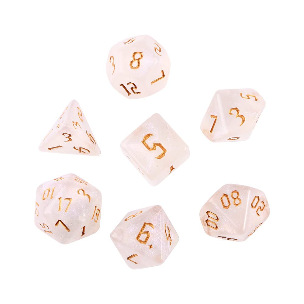 7Pcs Resin Polyhedral Dices for DND RPG MTG Dials Dice, Dice DND Polyhedral Game Dice Set, Dice KTV Toy Gift Game Dice Playing Games(Gold)