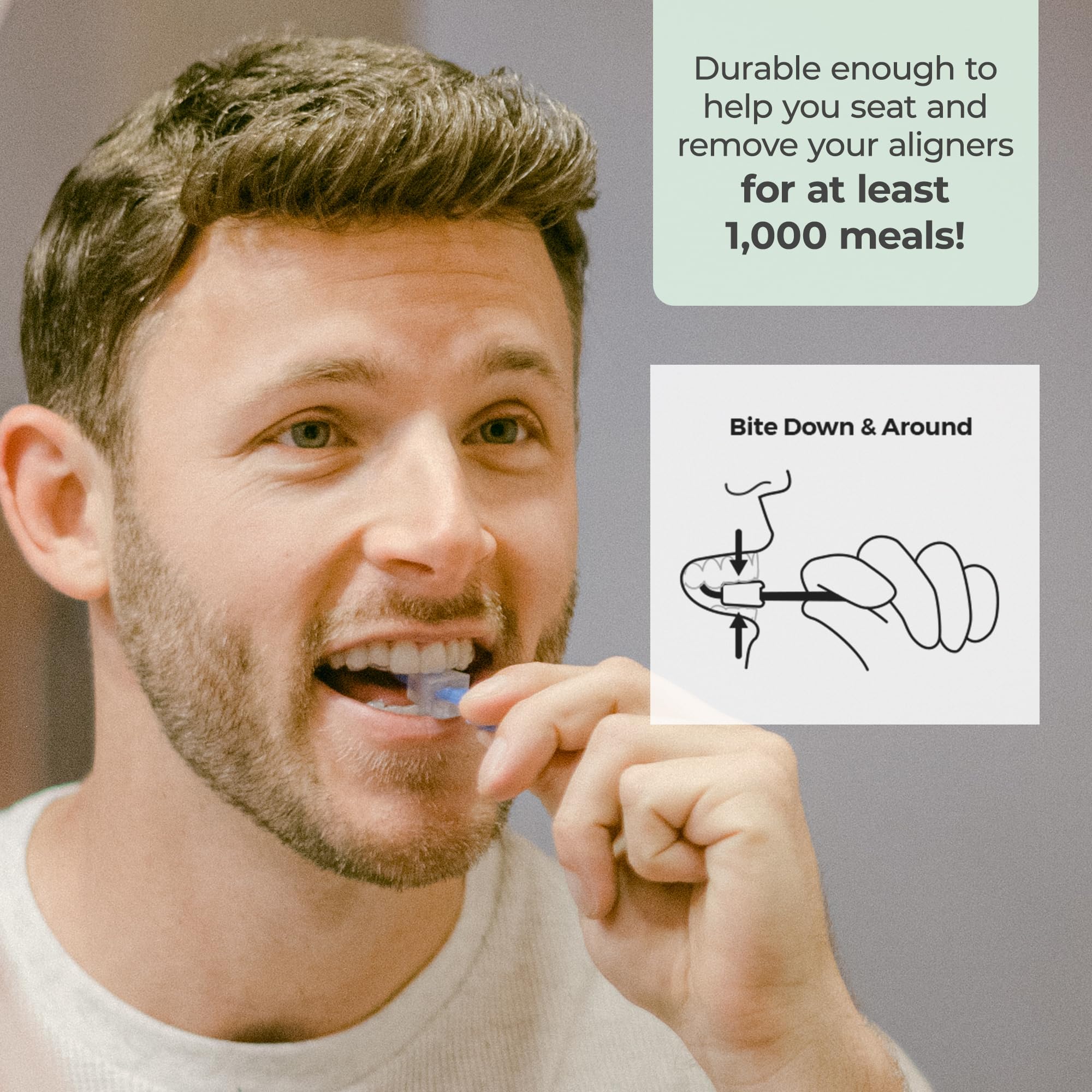 PUL 2-in-1 Aligner Seating Chewie & Removal Tool — Compatible with Invisalign, Removable Braces, Retainers & Trays – Easy-to-Use Remover & Chew, Dental & Oral Care – Pink, Orange, Blue (Pack of 3)
