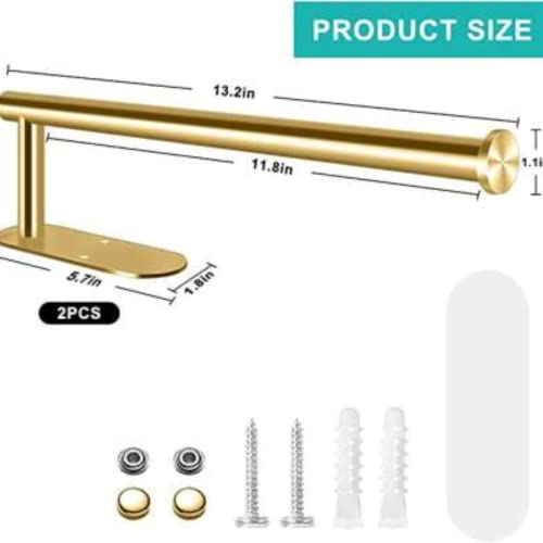 Adhesive Paper Towel Holder-Under Cabinet Paper Towels Rolls-Self-Adhesive or Drilling Wall Mounted Paper Towels Rolls Holder. Self-Adhesive HolderāInstalling with Adhesive or Screws (Gold)