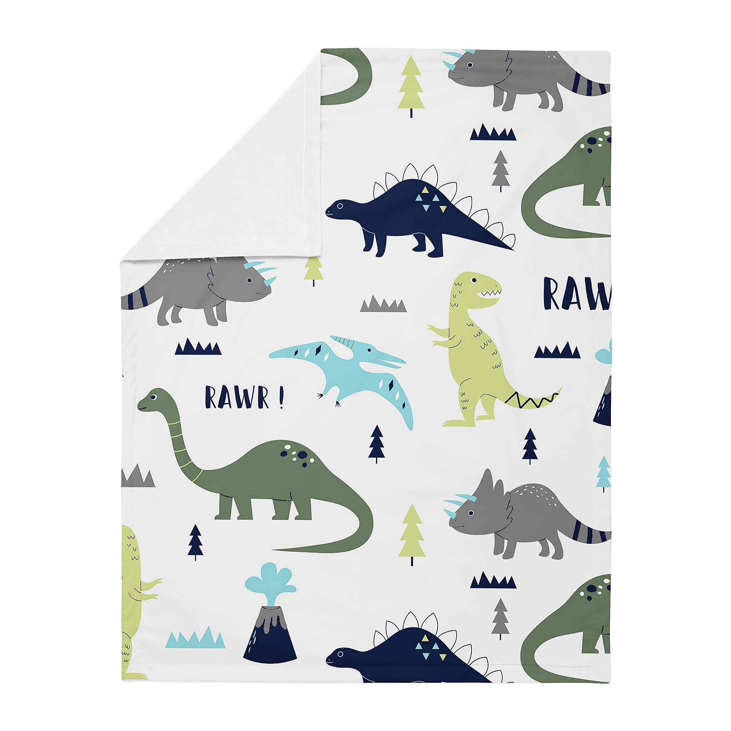 Sweet Jojo Designs Modern Dino Mod Dinosaur Baby Boy Receiving Security Swaddle Blanket for Newborn or Toddler Nursery Car Seat Stroller Soft Minky - Blue, Green and Grey
