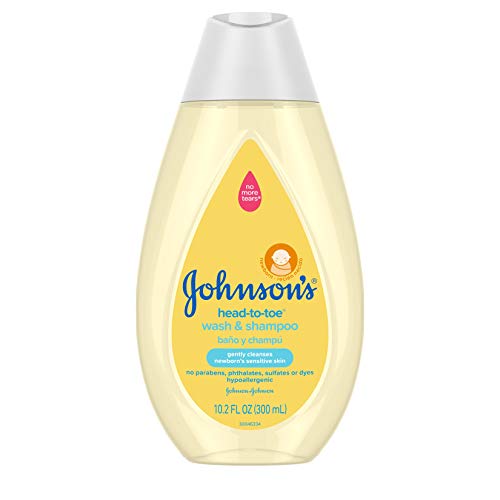 Johnson's Baby Head-to-Toe Gentle Baby Body Wash & Shampoo, Tear-Free, Sulfate-Free & Hypoallergenic Bath Wash & Shampoo for Baby's Sensitive Skin & Hair, Washes Away 99.9% of Germs 10.2 fl. oz