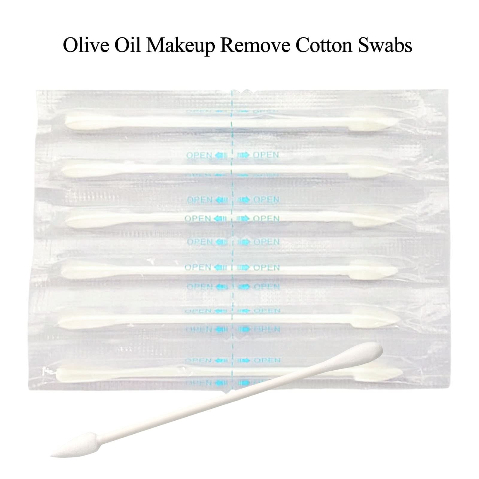 Sppry Olive Oil Makeup Remove Cotton Swabs - Individually Wrapped Double Tipped Paper Sticks, 100 Count (Round/Pointed End)