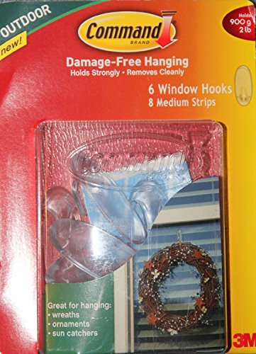 COMMAND Outdoor Hooks, 6 Window Hooks, Outdoor Clear, Holds 2 Lbs.