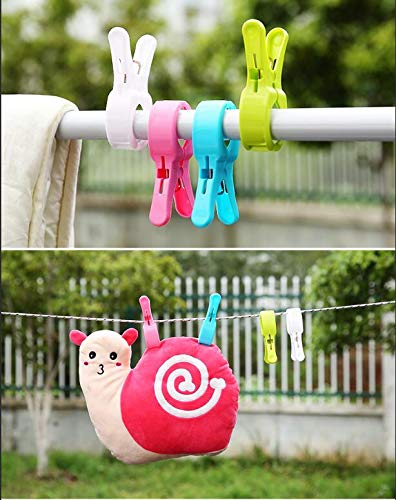 IELEK Beach Towel Clips Jumbo Size for Beach Chairs/Pool Lounges/Cruise Plastic Towel Clamp Clip Holder-Keep Your Towel,Clothes,Quilt,Blanket from Blowing Away,Bright Colors Clothes Lines(8 Pack)