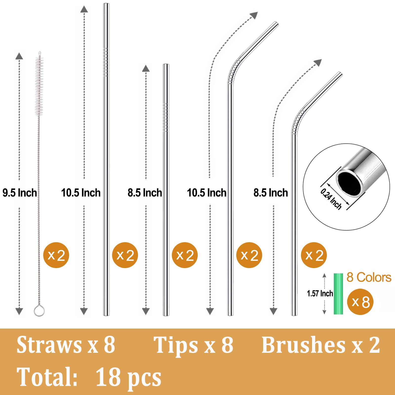 56 Pcs Silverware Set with Steak Knives and Metal Straw for 8,Stainless Steel Flatware Set, Mirror Polished Cutlery Utensil Set, Home Kitchen Eating Tableware Set,Fork Knife Spoon Set,Dishwasher Safe