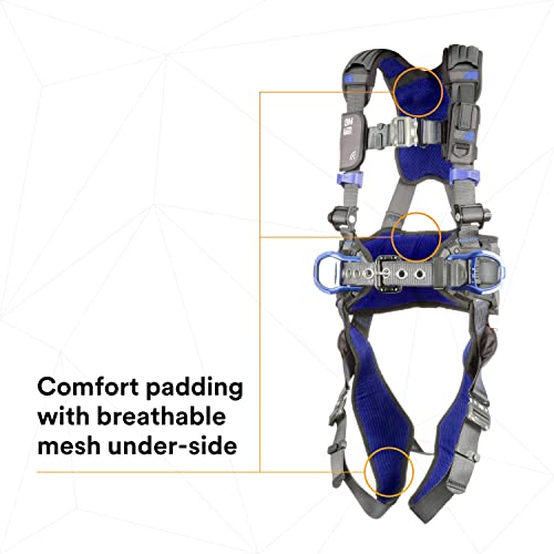 3M 1113133 DBI-SALA ExoFit X300 Comfort Construction Positioning Safety Harness, Construction Fall Protection, Aluminum Back and Hip D-Rings, Auto-Locking Quick Connect Leg and Chest Buckles, 2X