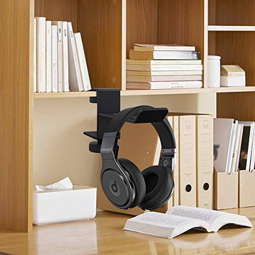 Headphone Headset Stand Holder, 6amLifestyle Universal Metal Gaming Headphones Hanger Mount Under Desk Hook Clip with Adjustable Clamp for All Headsets, Black(Patented)
