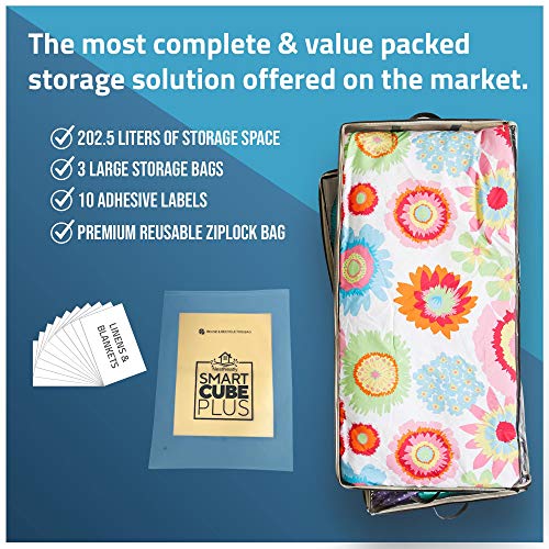 NestNeatly SmartCube Underbed Storage Bag 3 Large Under-the-Bed Storage Bins with Reinforced Handles Foldable Under-Bed Storage Bags and Containers