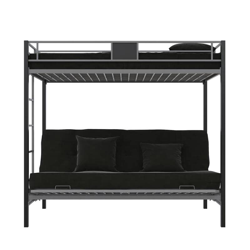 DHP Silver Screen Metal Bunk Bed with Ladder, Black, Twin