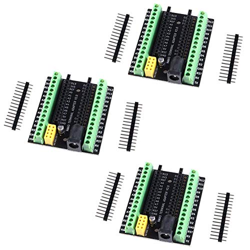3PCS Nano Terminal Expansion Adapter Board Compatible with Arduino Nano V3.0 AVR ATMEGA328P with NRF2401+ Expansion Interface, DC Power Supply Interface