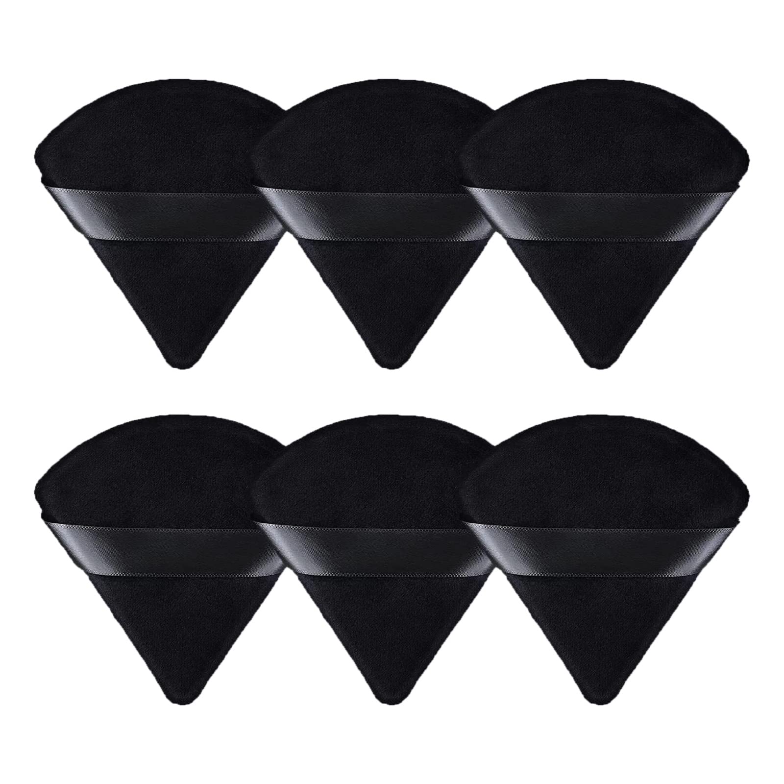 6 Pieces Powder Puff For Loose & Cosmetic Face Makeup Velour Soft Triangle Wet Dry Cosmetic Foundation Sponge Makeup Tool (Black)