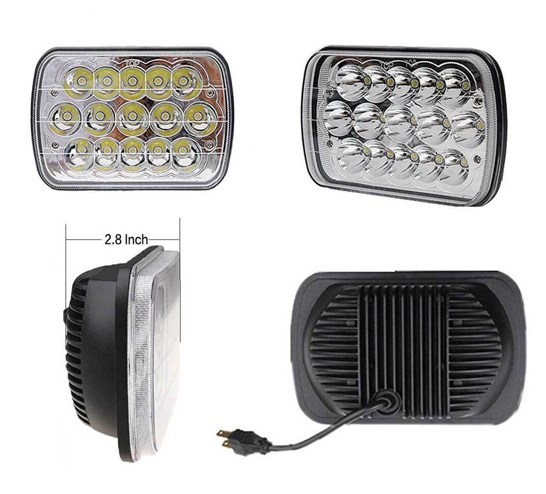 7x6 Inch for Ford E-150 E-250 E-350 LED Headlights Sealed Beam Square Headlamps High Low Double Beam H6014 H6052 H6054 6054 45W 1Pair - 2 Yr Guarantee