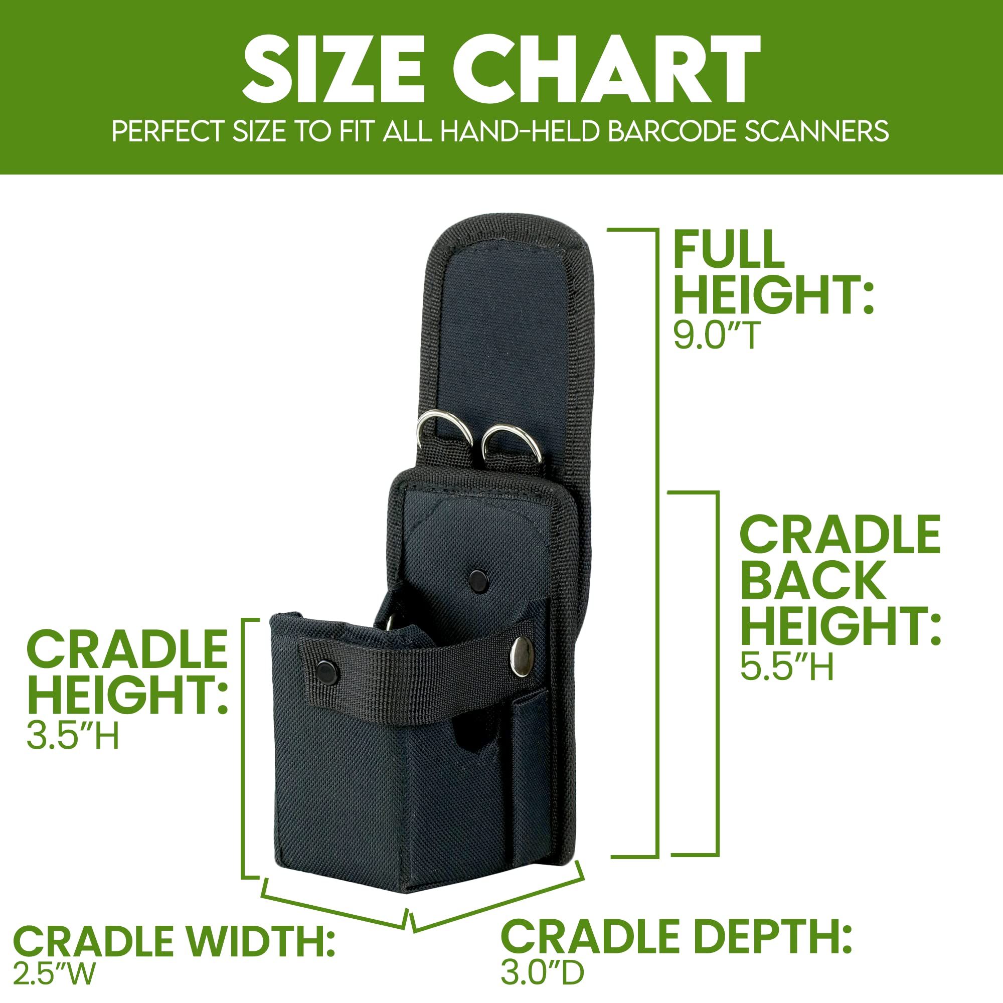 e-Holster Wireless Scanner Holster (Small) | Ballistic Nylon Pouch for 1D and 2D Barcode Scanner | Belt Clip, Belt Loop, Shoulder Strap | Fits Zebra Scanner DS2208/8108/8100/4600/2200