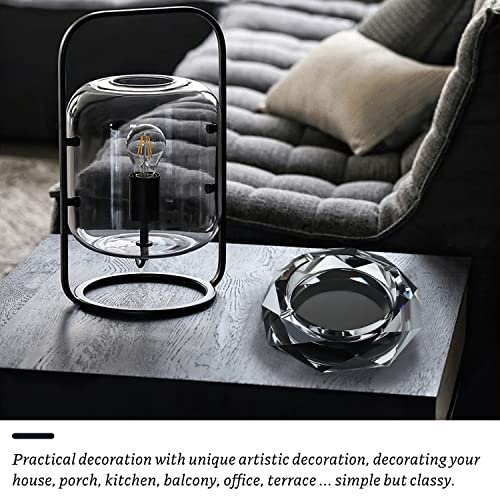 Bicico Crystal Glass Ashtray, Cigar Ashtray, Cool Ashtrays for Cigarettes Indoor, Ash Tray Holder Home Office Desktop Tabletop Hotel Indoor Outdoor Decoration, Black