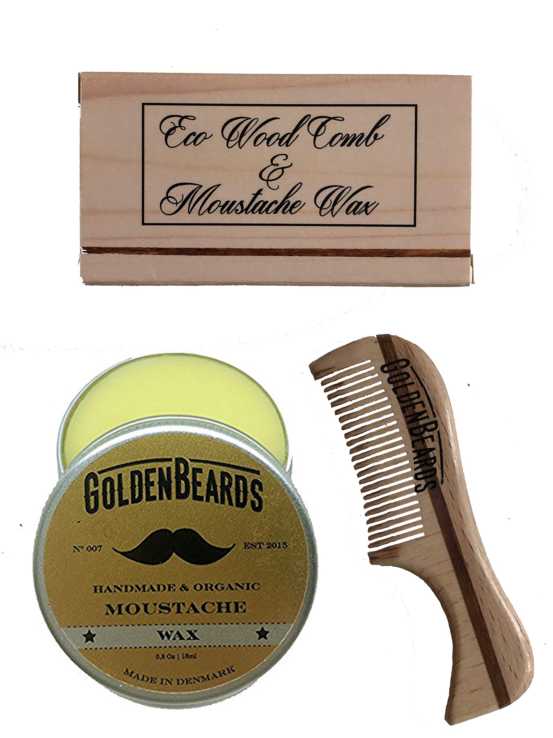 Moustache Wax and Comb an ECO WOOD Comb. Get the BEST Moustache Wax KIT with a 2.9 inch Comb at BEST Price, another LEVEL ordering these Natural products!