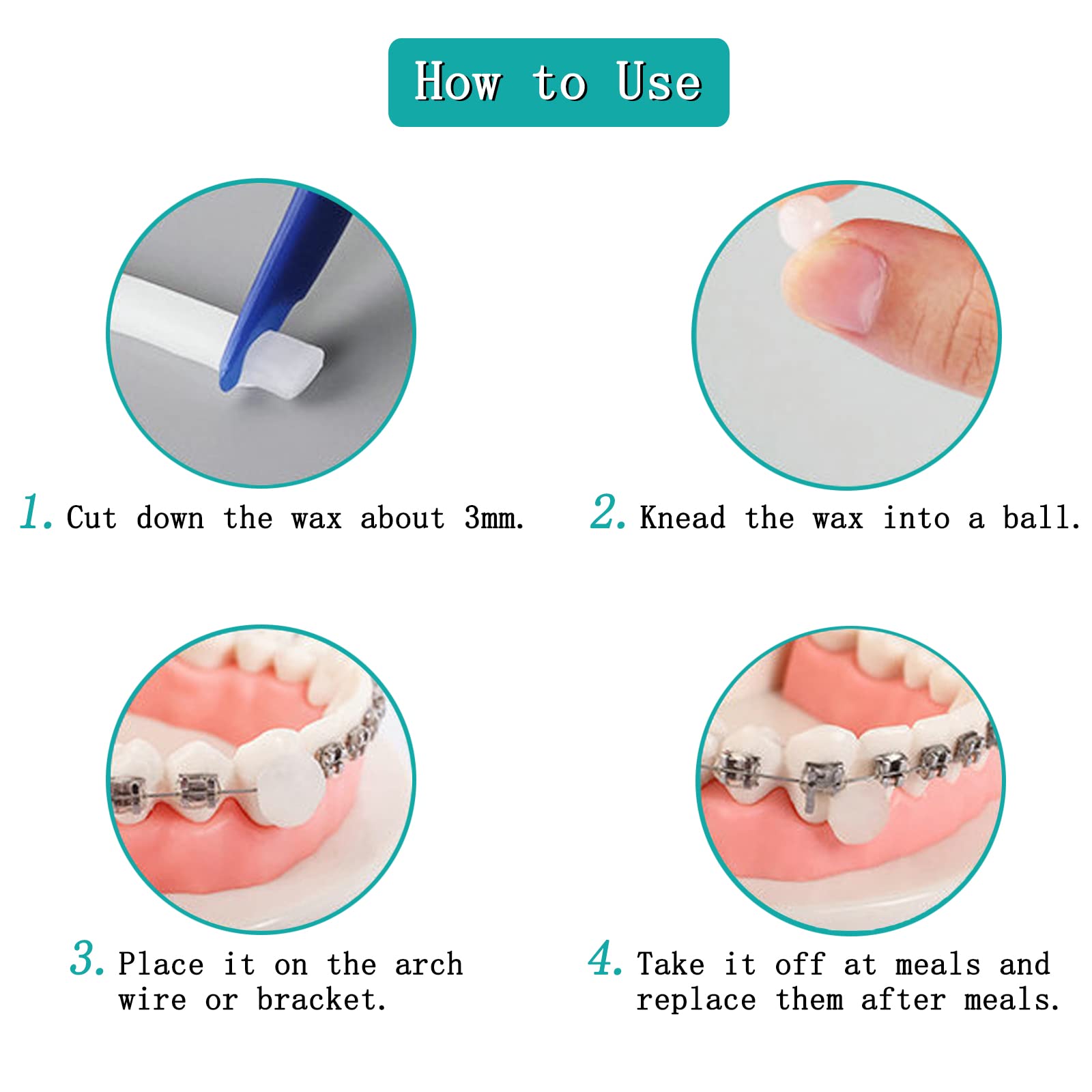 8 Boxes Dental Oral Care Orthodontics Wax for Brace Wearers Flavored Gum Protection (Lemon Scent, Mint Scent, Grape Scent, Strawberry Scent)