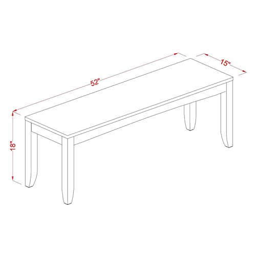 East West Furniture Lynfield Dining Room Bench with Solid Wood Seat, 52x15x18 Inch, Espresso