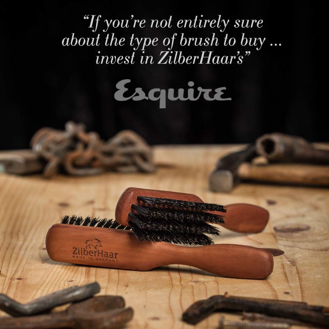 ZilberHaar Beard Straightening Brush Bundle - Regular Brush + Round Styling Brush + Sandalwood Beard Comb