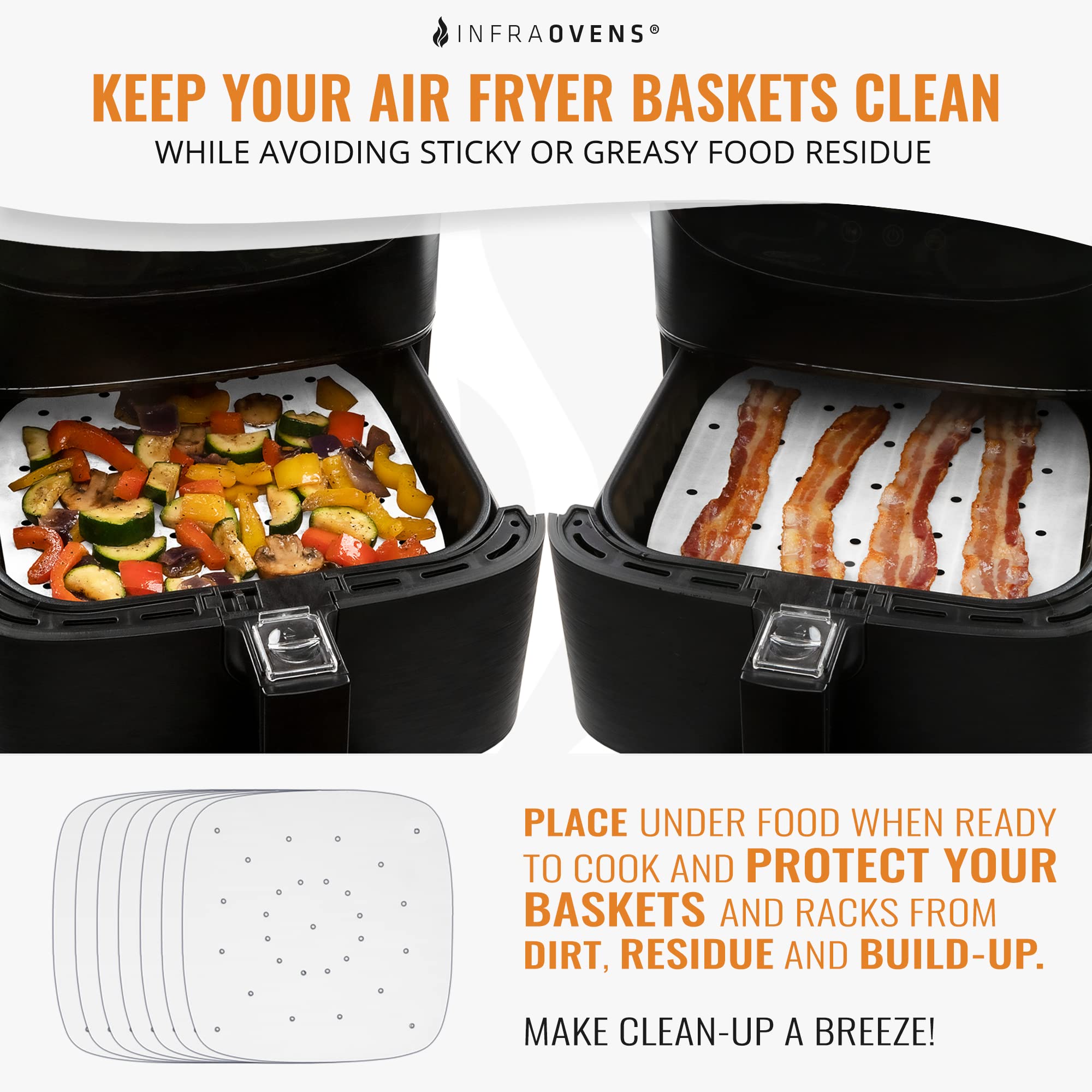 Air Fryer Parchment Paper Sheets Compatible with Philips Viva, Dash, Secura XL, Maxi-Matic Elite +More | Paper Liner Accessories for Airfryer