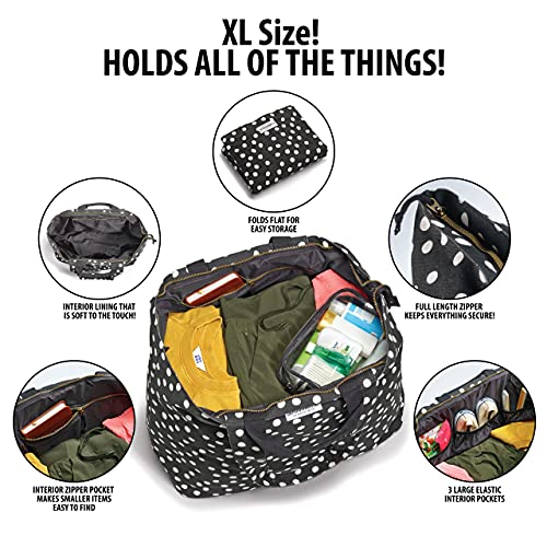 Foundry by Fit + Fresh, All The Things Tote Bag, Luggage, Travel Duffle Bag, Weekender Bags for women, and Beach Bag, B&W Dot extra large